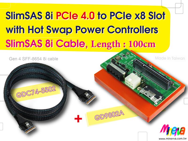 SlimSAS 8i to PCIe x8 Slot Gen 4 + SlinSAS 8i cable, 100cm | 露天市集 | 全台最 ...