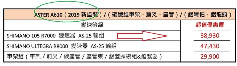 2019 ASTER A610 一級碳纖車架組 彎把公路車(詢價 勿下標) | 露天市集 | 全台最大的網路購物市集