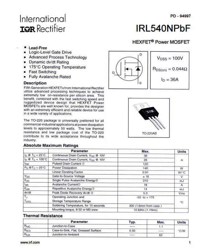 【DIY_LAB#1166】IRL540/IRL540NPBF(TO220)N通道100V 36A MOSFET(現貨) | 露天市集 | 全 ...