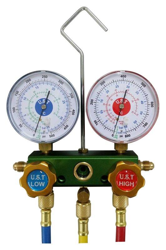R410 R32 雪種錶 加氟錶 冷媒高低壓錶組 灌冷媒工具 含壓力管5尺*3條 鋁質主體 UST-460G 台灣製造 | 露天市集 | 全台最大的網路購物市集