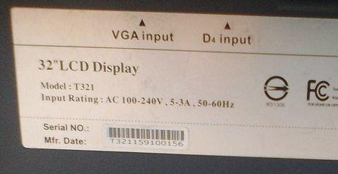 液晶電視 32吋 AOC T321 開機正常,偏光膜需更換 | 露天市集 | 全台最大的網路購物市集