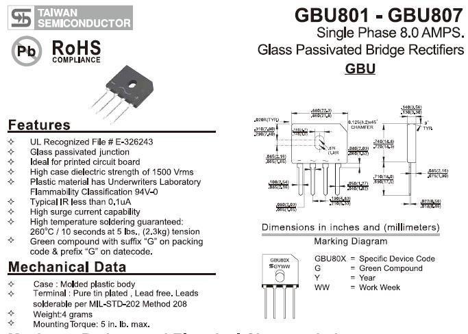 橋式整流二極体 (TS GBU806 ) GBU 800V 8A | 露天市集 | 全台最大的網路購物市集