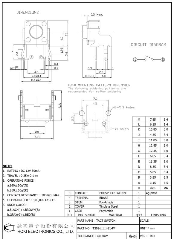 科達電子 現貨Tact Switch觸動開關 銓基電子 TS02-CN-S1-PF (每拍50PCS) | 露天市集 | 全台最大的網路購物市集