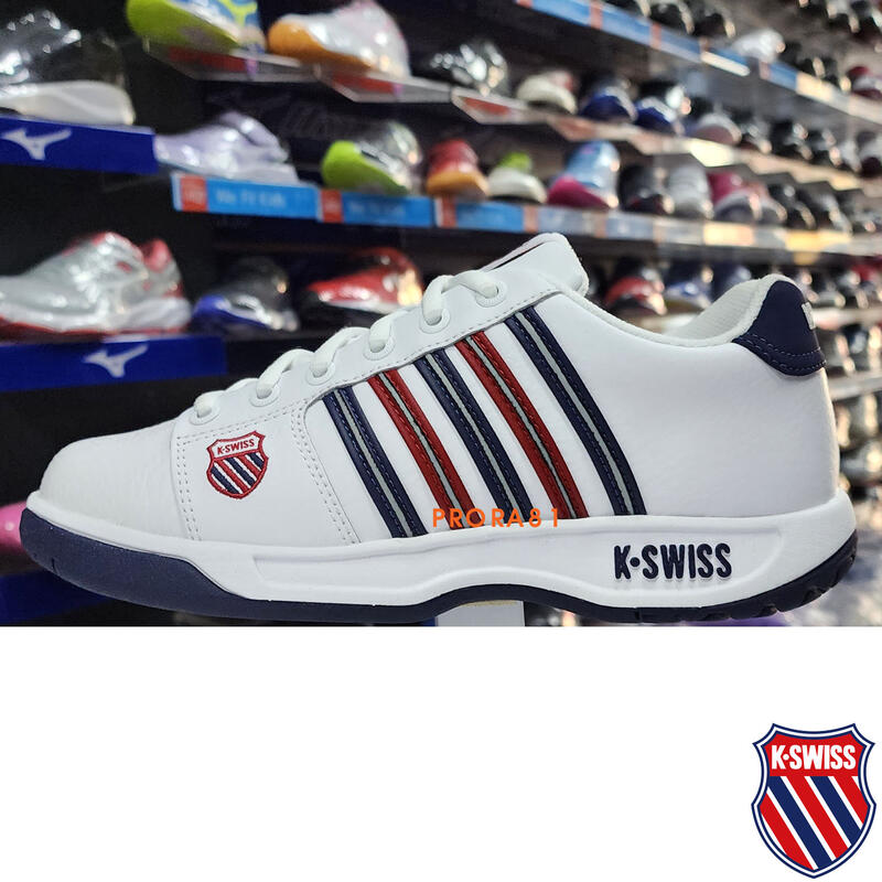 K-SWISS 01353-194 白×藍×紅 Eadall 皮質休閒運動鞋(男女同款) 214K 加贈襪子 | 露天市集 | 全台最大的網路購物市集