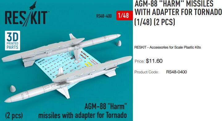 RES/KIT 1/48 AGM-88 for Tornado 高速反輔射飛彈樹脂套件_48-0400 | 露天市集 | 全台最大的網路購物市集