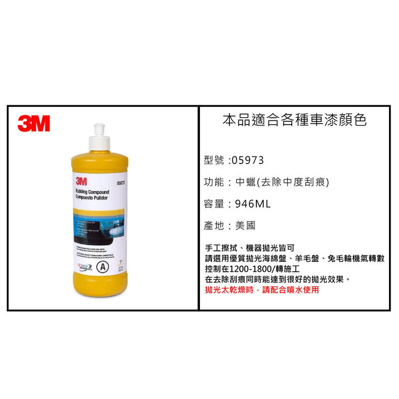 《現貨 拋光粗蠟美容蠟》3M美容蠟 3M拋光蠟 05996 05973 06085 太陽紋 鏡面拋光【VR040509】 | 露天市集 | 全 ...