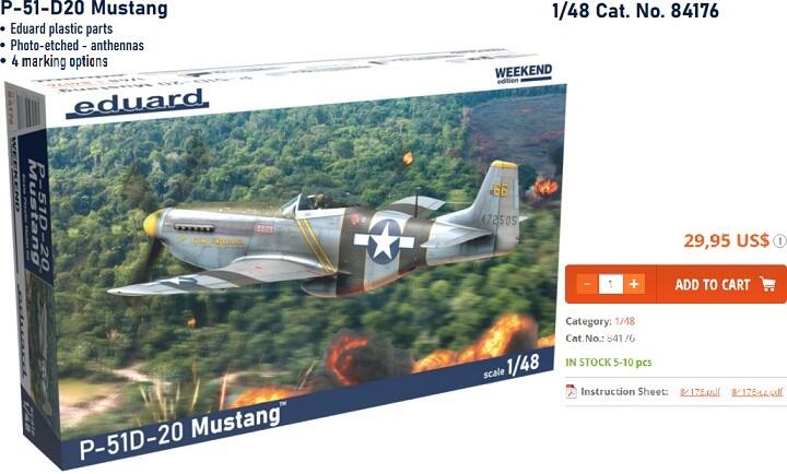 Eduard 1/48 P-51D-20 "Musting" 野馬式戰機 普通版組裝模型_84176 | 露天市集 | 全台最大的網路購物市集