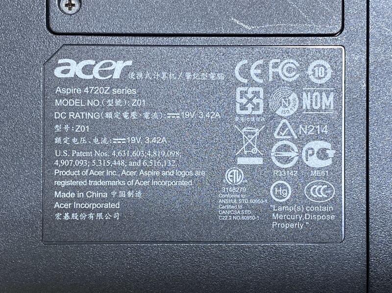宏碁 Acer Aspire 4720Z 14.1吋 雙核心 筆電 筆記型電腦 Windows 7 | 露天市集 | 全台最大的網路購物市集
