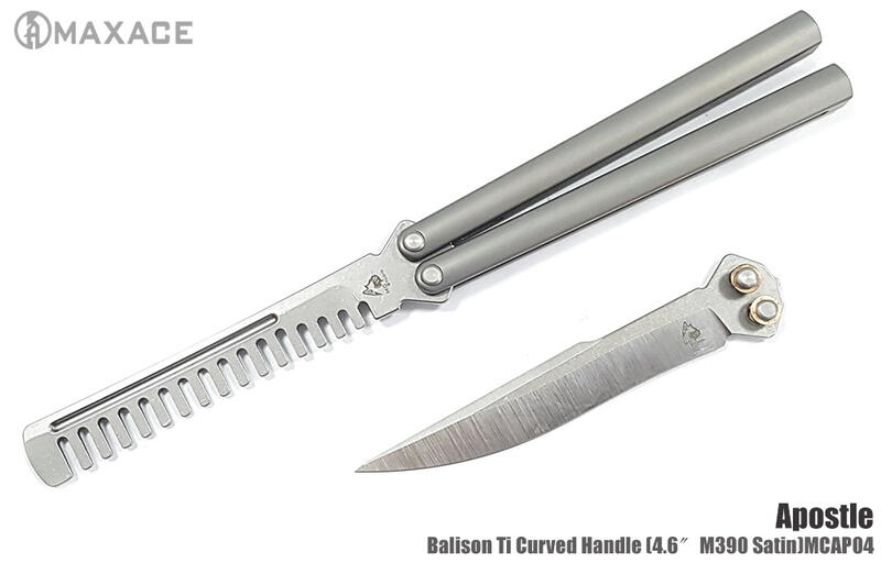 Maxace Apostle 使徒 一體手柄鈦弧面蝴蝶梳 (附利刃刀-M390鋼) | 露天市集 | 全台最大的網路購物市集