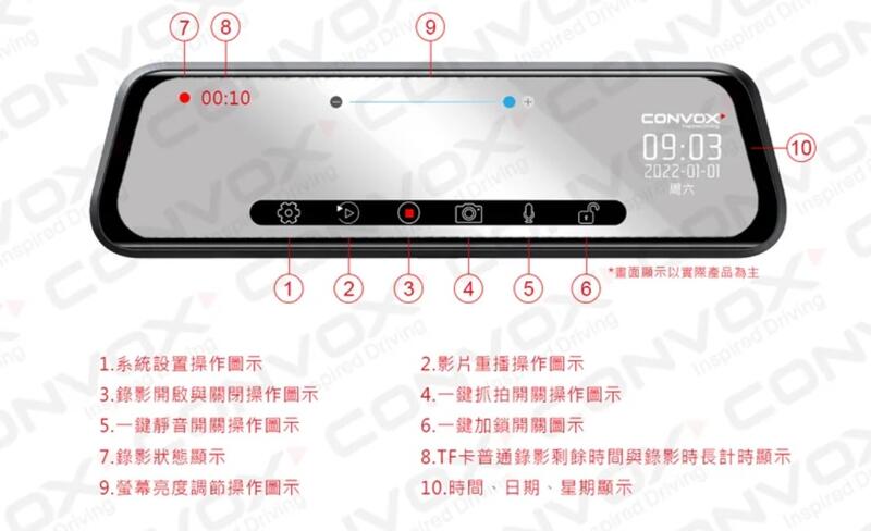 貝多芬~CONVOX康伯斯 K10 聲控版電子後視鏡.前後錄行車記錄器.觸控螢幕.倒車顯影 | 露天市集 | 全台最大的網路購物市集