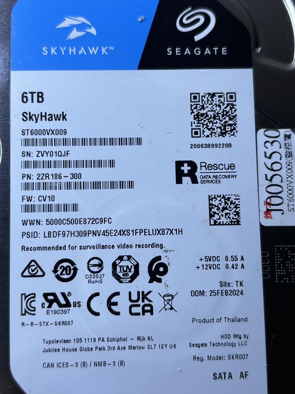 Seagate 6T 6TB SkyHawk ST6000VX009 監控硬碟 使用時數1898小時 ,測試正常, | 露天市集 | 全台最大 ...