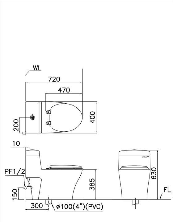 凱撒衛浴 CAESAR CF1356 / CF1456 兩段式 單體馬桶 金級省水馬桶 上壓沖水 乾式施工 | 露天市集 | 全台最大的網路購物市集