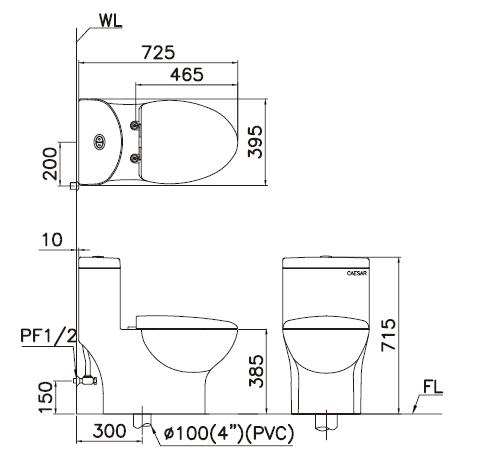 凱撒衛浴 CAESAR CF1375 / CF1475 兩段式 單體馬桶 省水馬桶 上壓沖水 乾式施工 | 露天市集 | 全台最大的網路購物市集