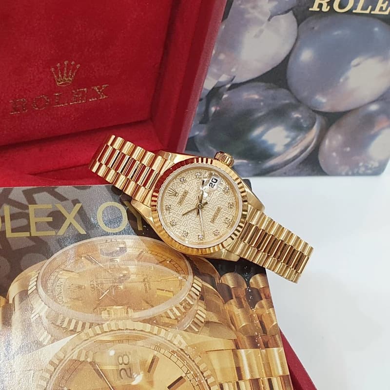 【大眾名錶】ROLEX 勞力士 69178 Datejust 18K金女錶 金十鑽紀念面盤 錶徑26 大眾名錶B1173 | 露天市集 | 全 ...