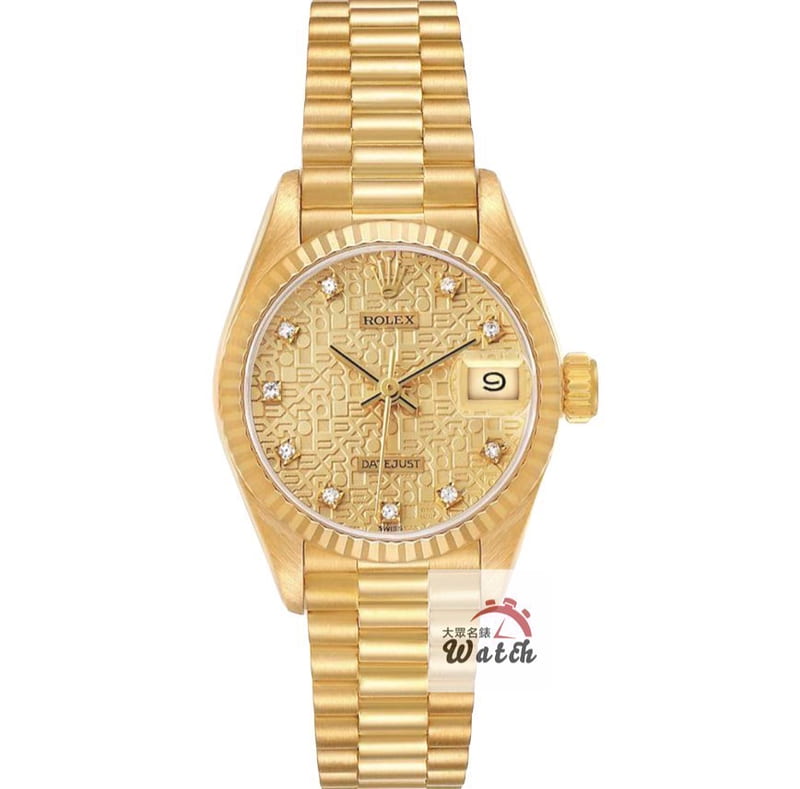 【大眾名錶】ROLEX 勞力士 69178 Datejust 18K金女錶 金十鑽紀念面盤 錶徑26 大眾名錶B1173 | 露天市集 | 全 ...