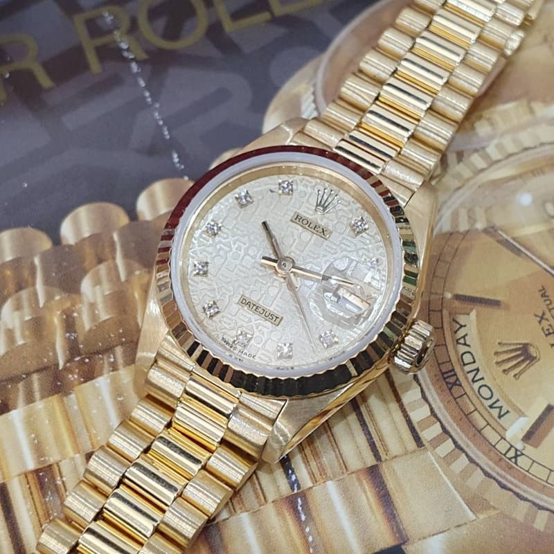 【大眾名錶】ROLEX 勞力士 69178 Datejust 18K金女錶 金十鑽紀念面盤 錶徑26 大眾名錶B1173 | 露天市集 | 全 ...