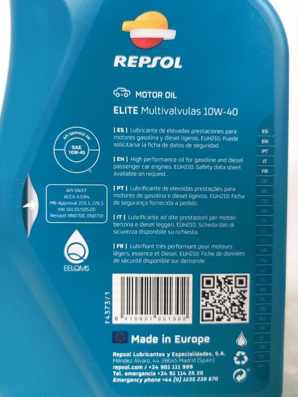 『油工廠』REPSOL Elite Multivalvulas 10W40 10w-40 全合成機油 API SN | 露天市集 | 全台最大 ...