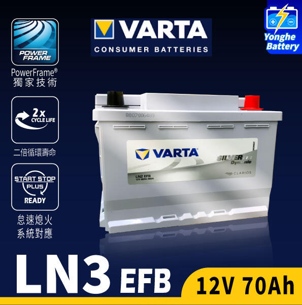 永和電池 全新品 VARTA 華達 LN3 EFB 汽車電瓶 汽車電池 同DIN74 57531 FOCUS KUGA | 露天市集 | 全台 ...