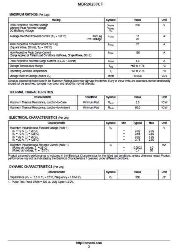 【洋將】全新(塑封)ON B20200G 蕭特基二極體 MBR20200CT 20A 200V TO-220 $IC2 | 露天市集 | 全台 ...