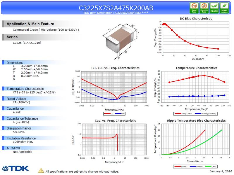 積層電容MLCC (TDK C3225X7S2A475K ) 1210 (X7S) 100V 4.7uF ±10% | 露天市集 | 全台最大的網路購物市集