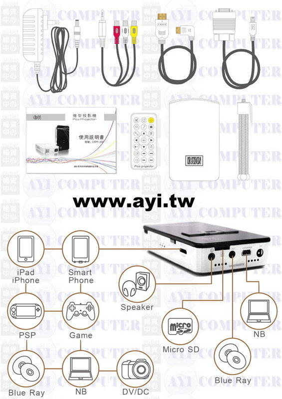 送16G 現場實機展示 .CROCUS 可兒可思 超可攜 LED 微型投影機 (Pico Projector) CSPP-200 旗艦版 ...