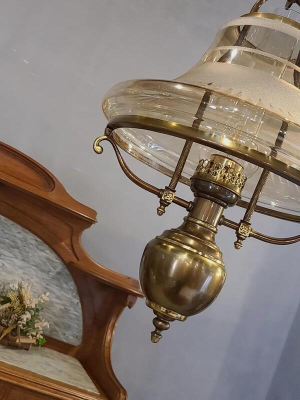 【卡卡頌 歐洲古董】法國 磨砂玻璃 純銅 水母 蘑菇 品質 手工 水晶玻璃 油燈造型 鄉村 古典吊燈 l0452 | 露天市集 | 全台最大的 ...