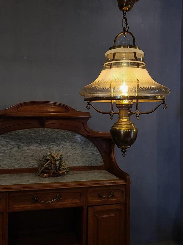 【卡卡頌 歐洲古董】法國 磨砂玻璃 純銅 水母 蘑菇 品質 手工 水晶玻璃 油燈造型 鄉村 古典吊燈 l0452 | 露天市集 | 全台最大的 ...