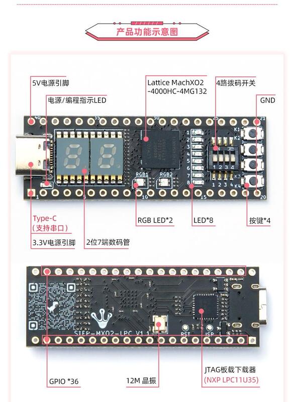 小腳丫FPGA開發板 Lattice MXO2 板載NXP LPC11U35 數電 信號控制 | 露天市集 | 全台最大的網路購物市集