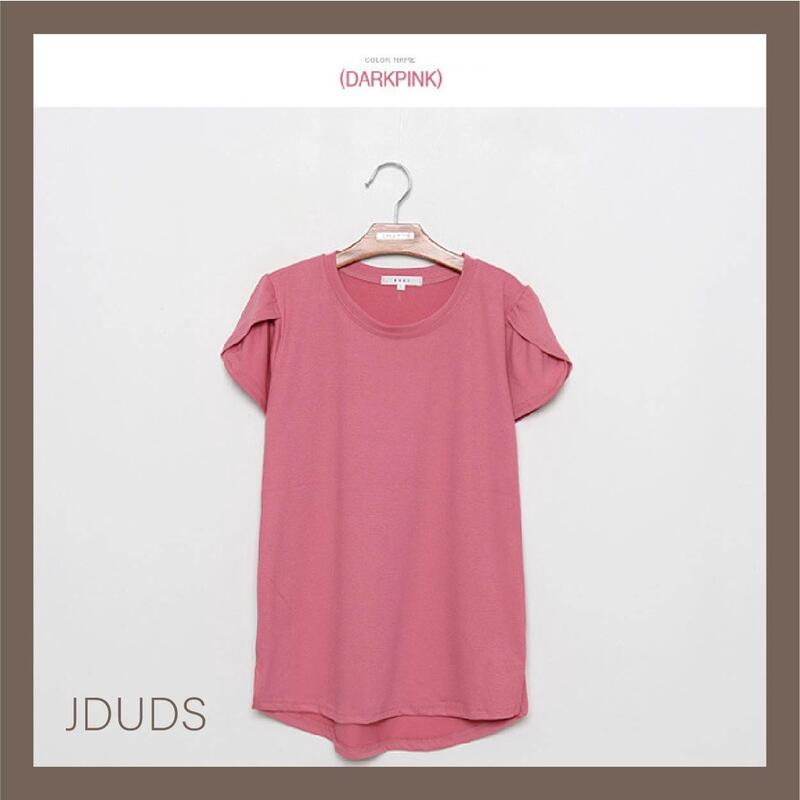 【JDUDS】新款韓版純色寬鬆大碼5XL 上衣圓領短袖女T恤打底衫 花辮袖 側邊小開衩 造型上衣 T0048 | 露天市集 | 全台最大的網路購物市集