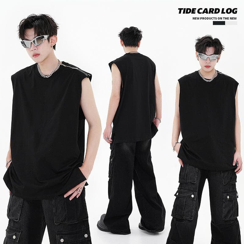 臺灣現貨潮牌潮流 馬甲上衣 TIDE CARD LOG 春夏 230g金屬拉鍊 高街 設計款 純棉 純色 寬鬆 背心 | 露天市集 | 全台最 ...