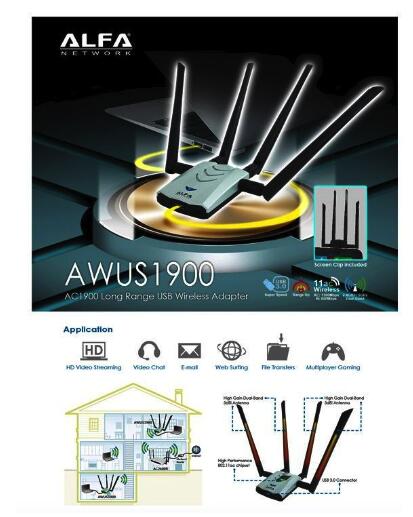 台灣製造 無線卡王二代 海王機 ALFA AWUS1900 RT8814AU 雙頻網卡 Kali Linux MAC | 露天市集 | 全台最 ...