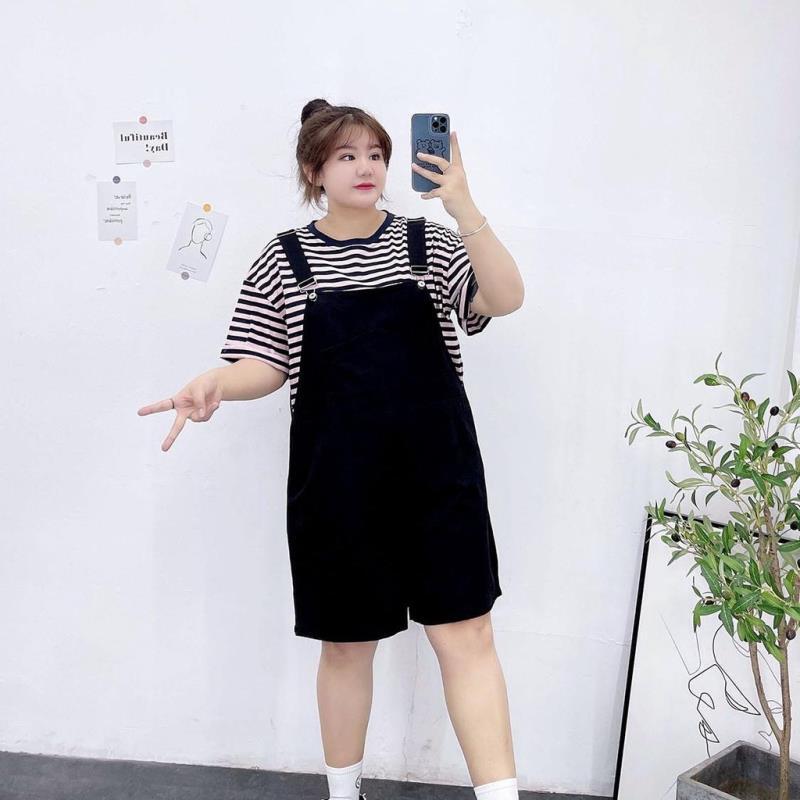 台灣現貨【諾諾】優質現貨 女生衣著 大尺碼 2021夏季大尺碼女裝新款胖MM220-300斤顯瘦條紋T恤揹帶短褲兩件套裝 | 露天市集 | 全台最大的網路購物市集