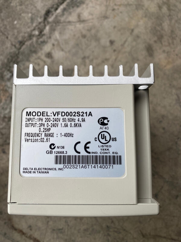 台達 臺達 變流器 全新品 無包裝紙盒 變頻器 DELTA VFD002S21A 0.25HP 單相 0.2KW 200 | 露天市集 | 全台最大的網路購物市集